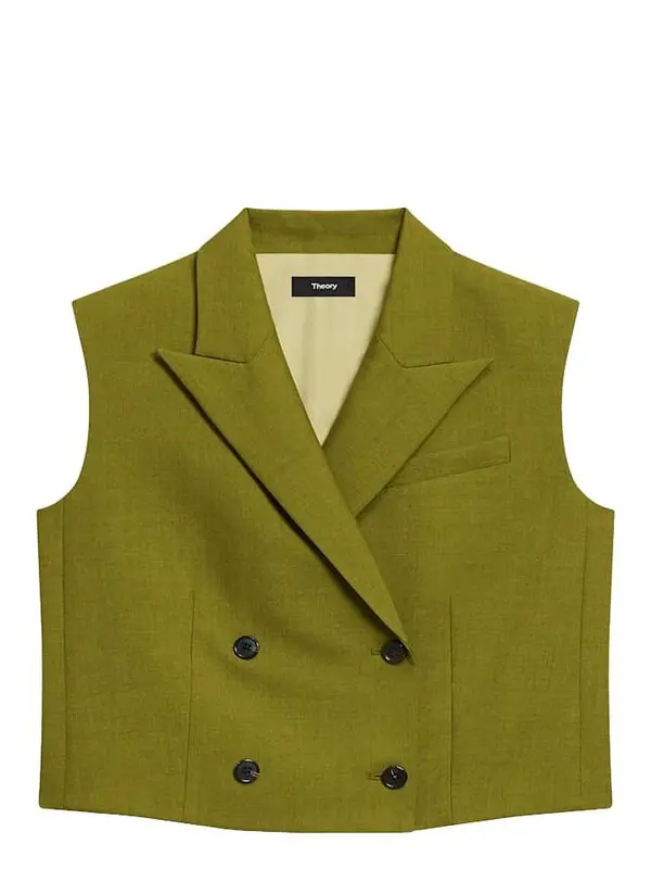 Theory Boxy Double-breasted Vest - Avocado