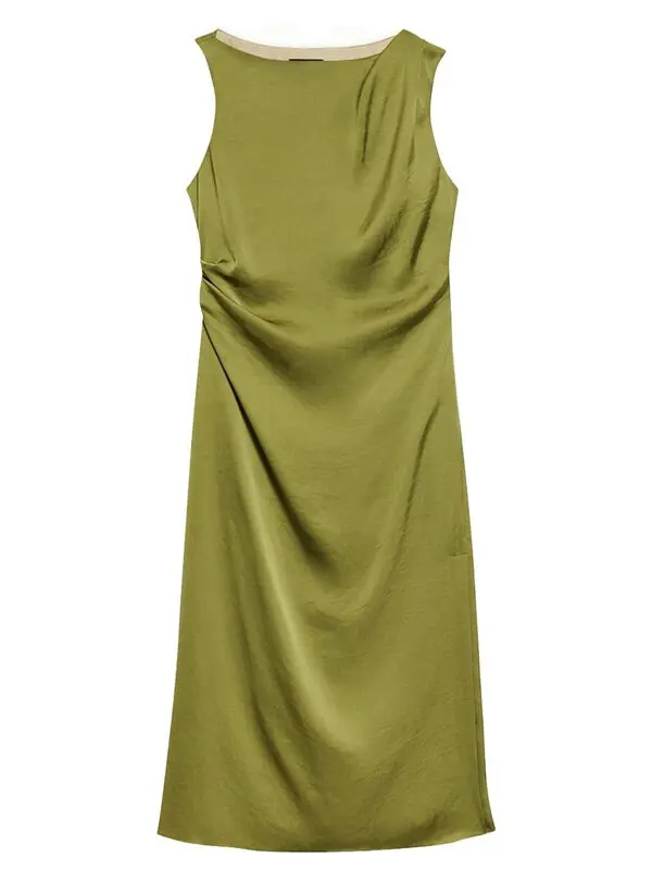 Theory Fitted Drape Midi Dress - Avocado