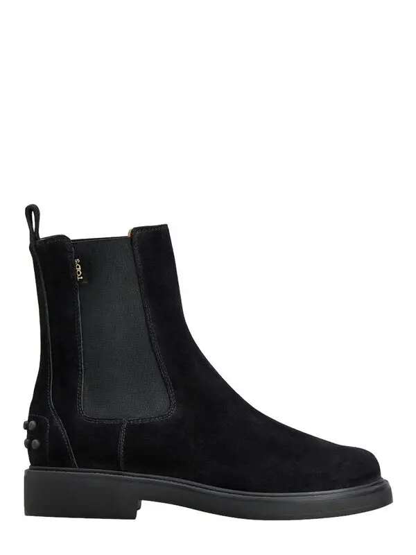 TOD'S Gomma Suede Ankle Boots - Black