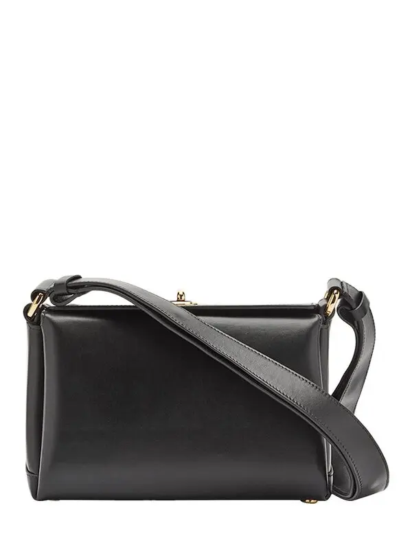 Plan C Small Folded Vitello Leather Shoulder Bag - Black
