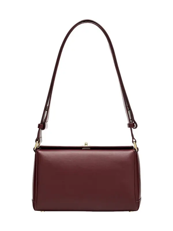 Plan C Small Folded Vitello Leather Shoulder Bag - Burgundy