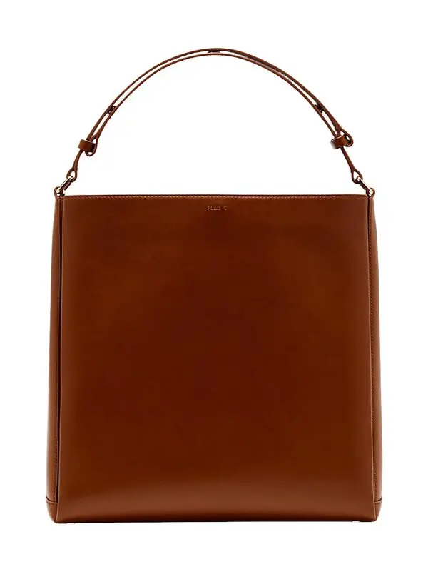 Plan C Vitello Leather Folded Tote Bag - Toasted
