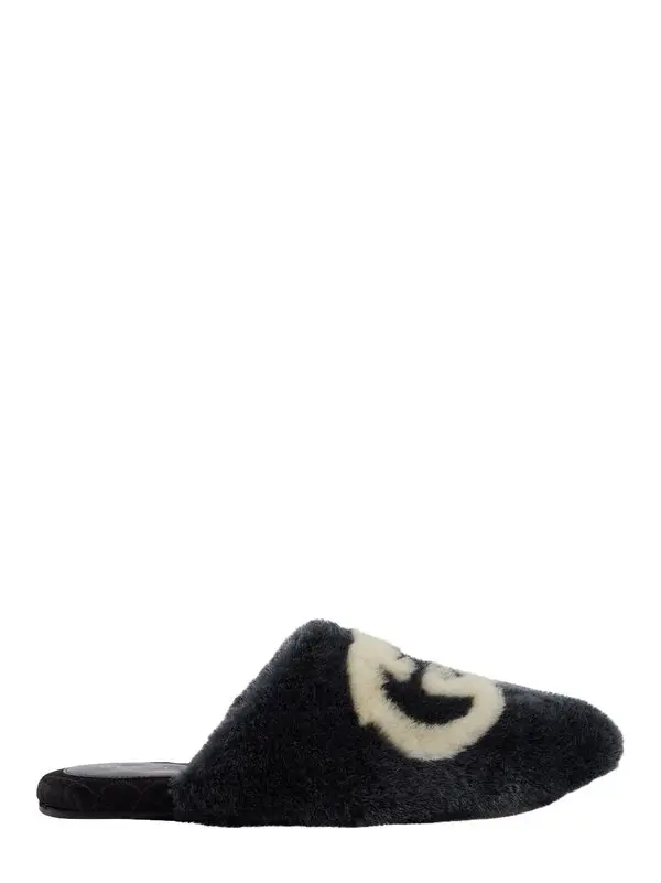 Gucci Faux-fur Slipper With Interlocking G - Black