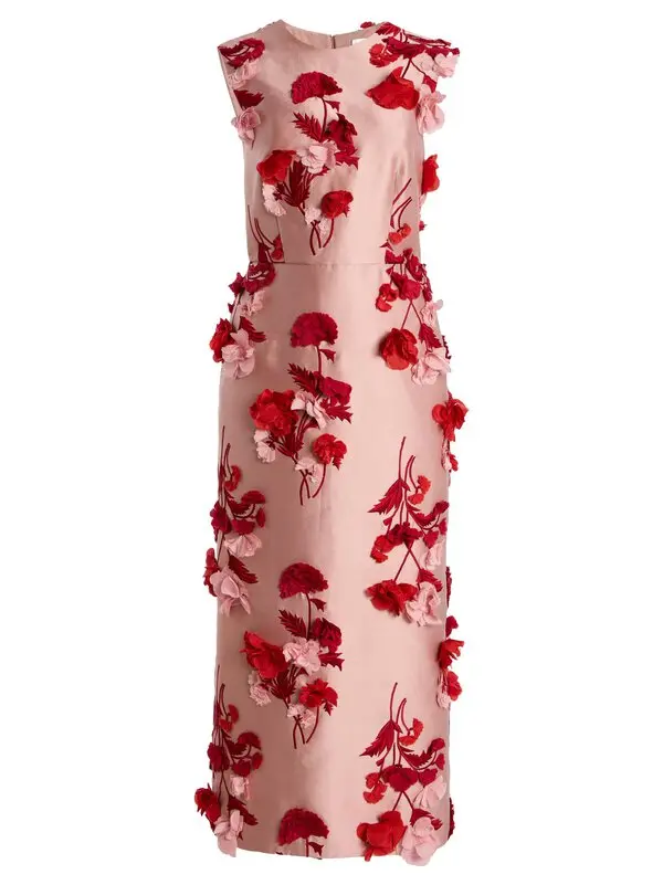 Erdem Appliquéd Midi Cocktail Dress - Pink
