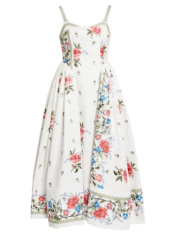 Erdem Bustier Cotton Midi Dress - Floral