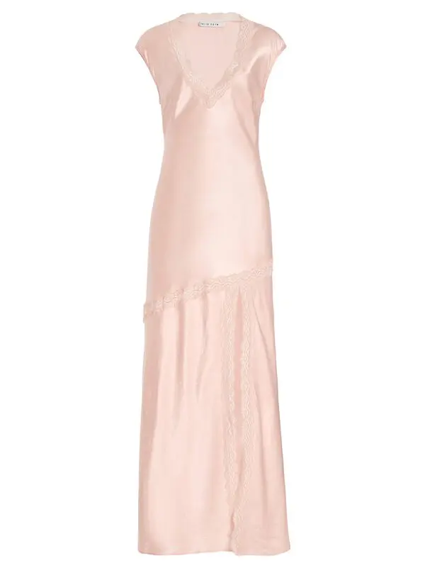 THIRD FORM Lace-detailed Crushed-satin Maxi Slip Dress - Pink