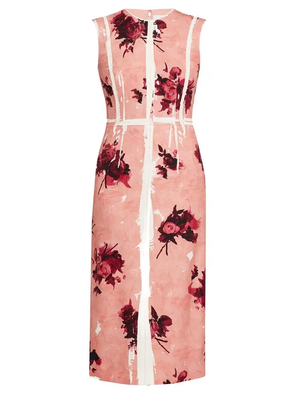 Erdem Floral-print Satin Midi Dress - Light Pink