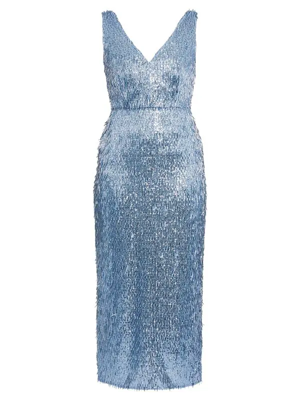Erdem Sequin-embellished Midi Dress - Light Blue
