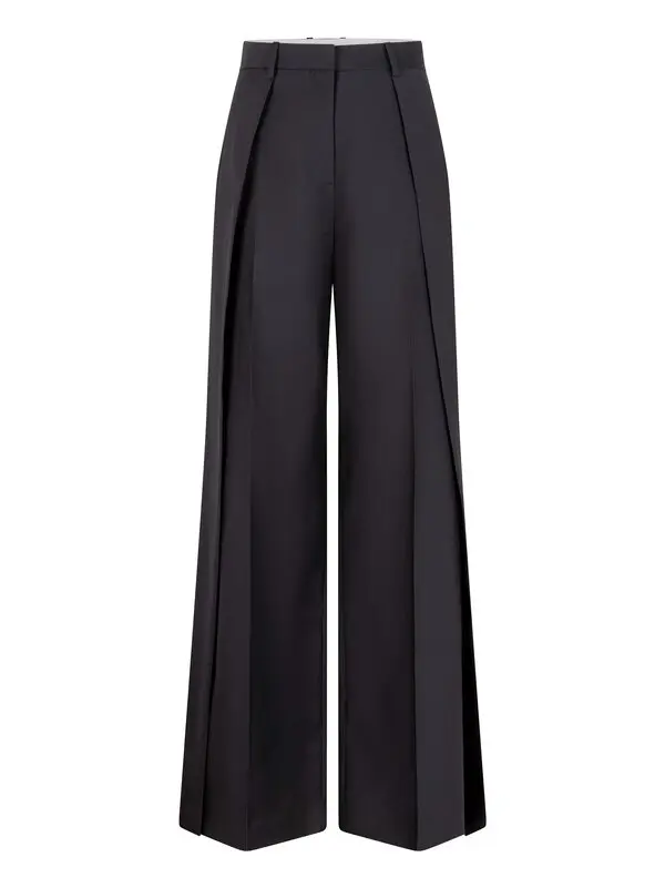 HEIRLOME Tova Wide-leg Silk-wool Trousers - Black