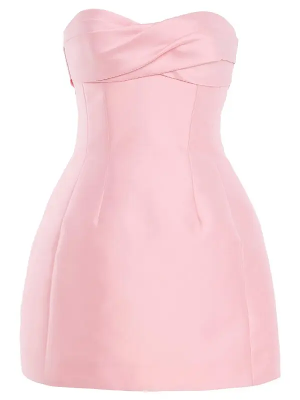Monique Lhuillier Strapless Draped Mini Dress - Light Pink
