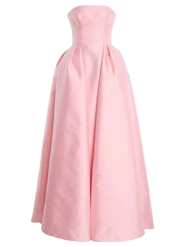Monique Lhuillier Strapless Pleated Ball Gown - Light Pink