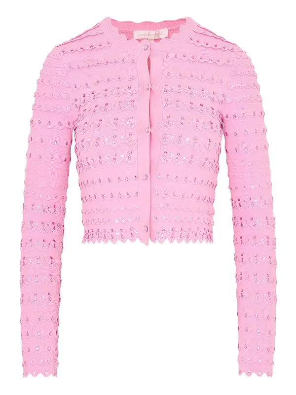 LoveShackFancy Ferris Embellished Cardigan - Pink