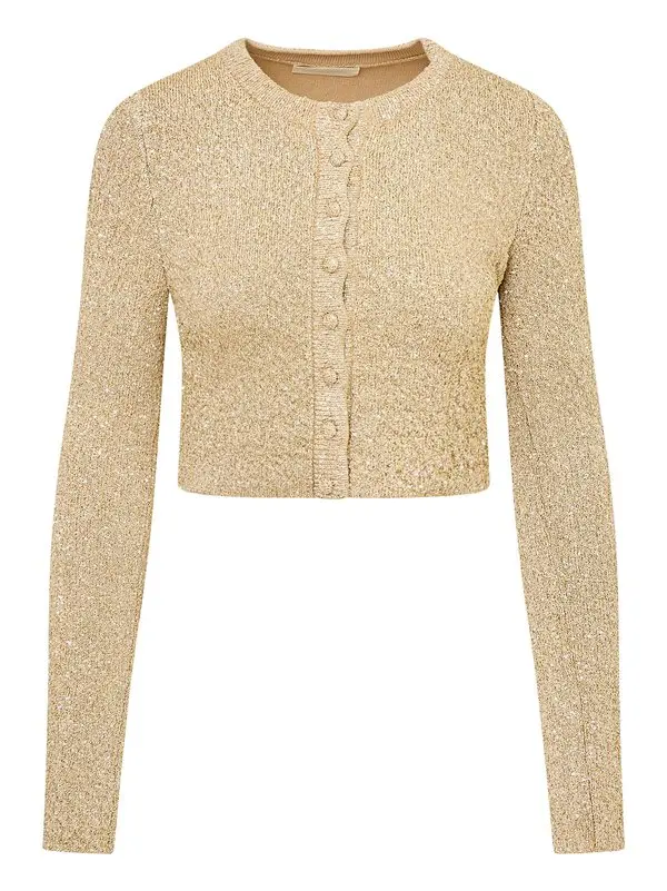 LoveShackFancy Ferra Sequined Cardigan - Gold