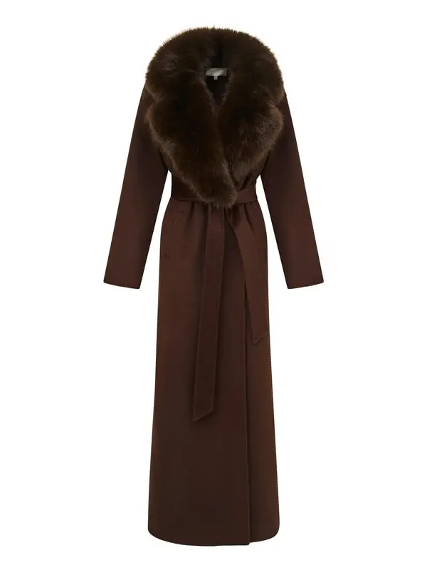 LoveShackFancy Kenzia Wool Coat - Brown
