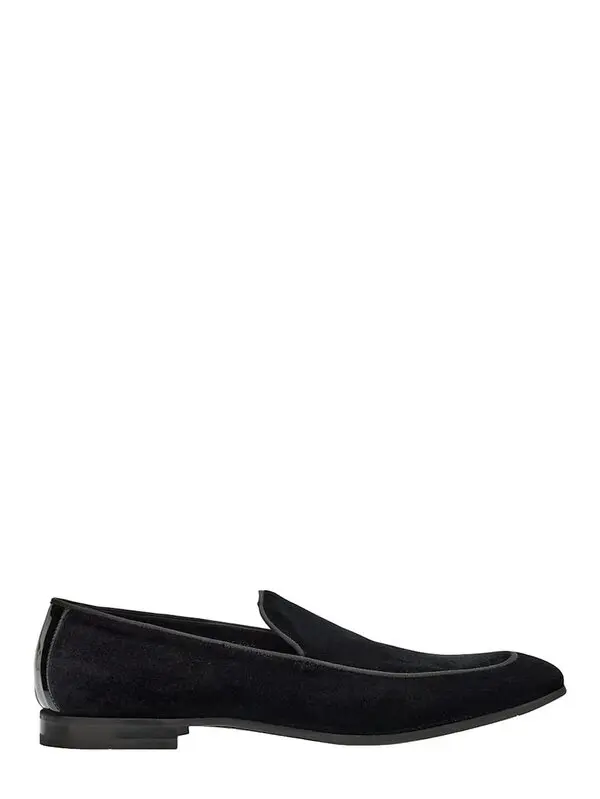 Bergdorf Goodman Piped Velvet Venetian Loafers - Black