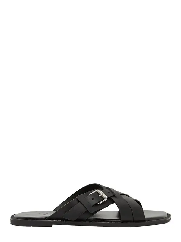 CHRISTIAN LOUBOUTIN Emircross Leather Slide Sandals - Black