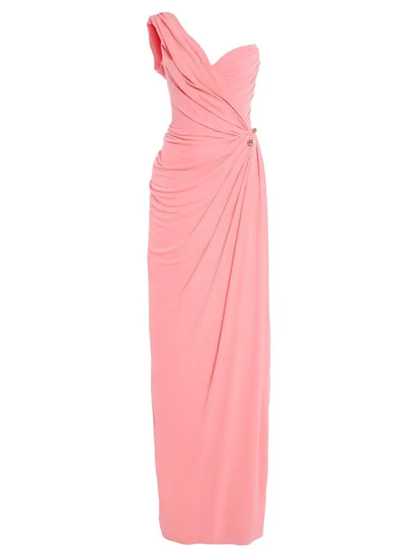 Monique Lhuillier Asymmetric Draped One-shoulder Gown - Pink