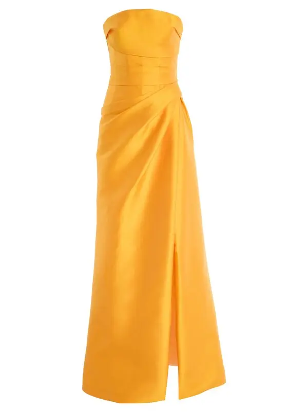 Monique Lhuillier Strapless Draped Gown - Orange