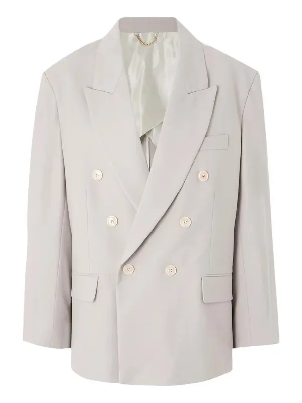 Victoria Beckham Oversized Double-breasted Twill Blazer - Gray