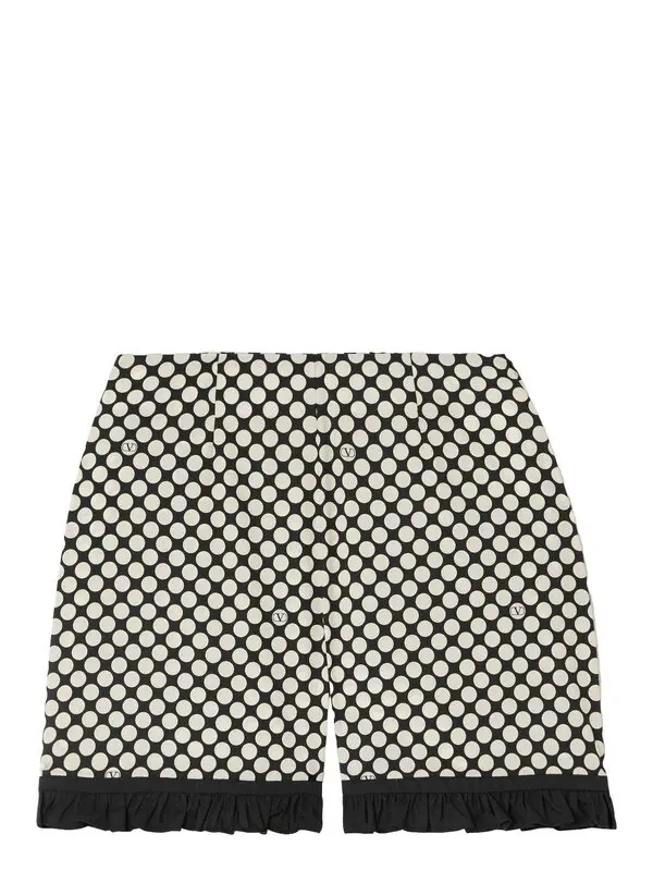 Valentino Garavani High-rise Polka-dot Cotton-poplin Shorts - White
