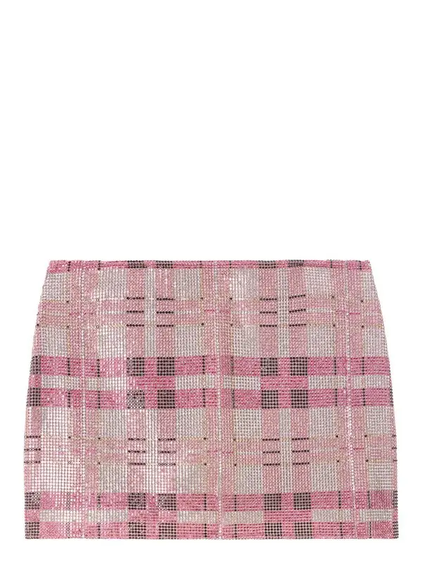 SELF-PORTRAIT Crystal-embellished Mini Skirt - Pink