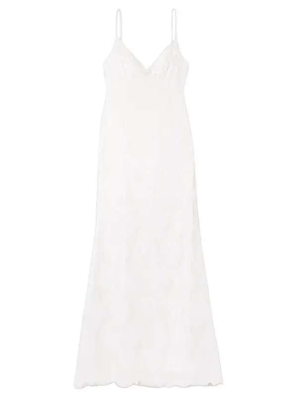 SELF-PORTRAIT Bow-embellished Lace Maxi Dress - White