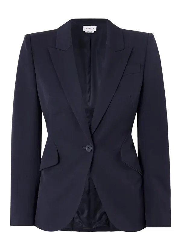 Alexander McQueen Grain De Poudre Wool Blazer - Blue