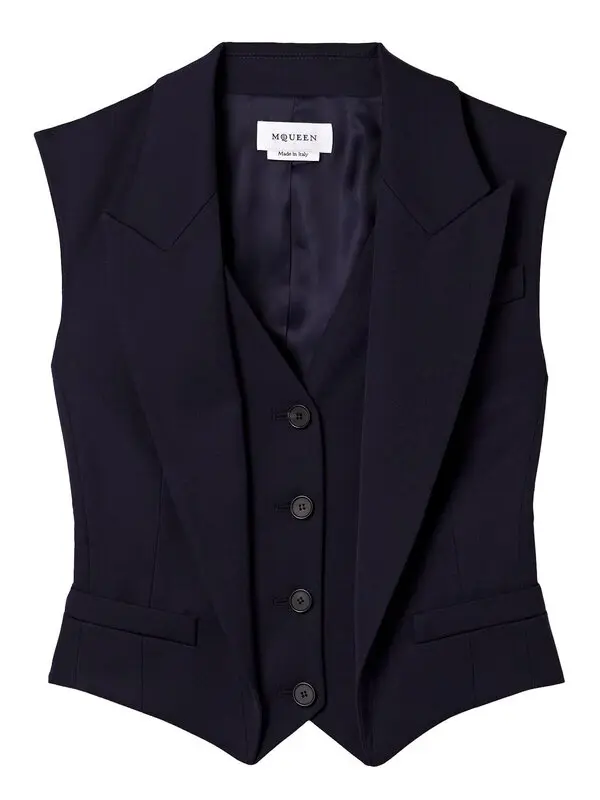 Alexander McQueen Grain De Poudre Wool Vest - Blue