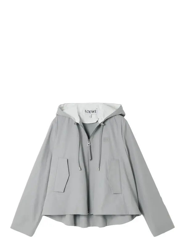 Loewe Cropped Hooded Cotton-twill Jacket - Gray
