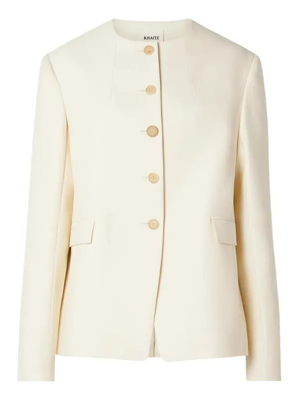 Khaite Jameson Wool And Silk-blend Jacket - Cream