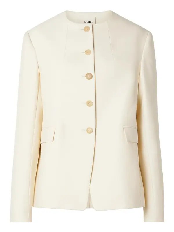 Khaite Jameson Wool And Silk-blend Jacket - Neutrals
