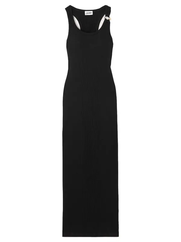 Jean Paul Gaultier Embellished Ribbed Midi Dress - Black