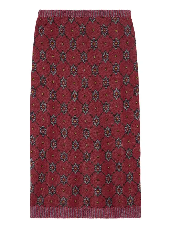 Etro Jacquard-knit Midi Skirt - Burgundy