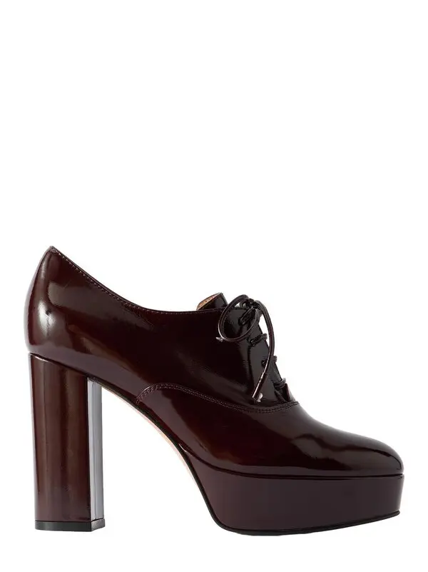 GIANVITO ROSSI 70 Patent-leather Platform Oxford Pumps - Brown