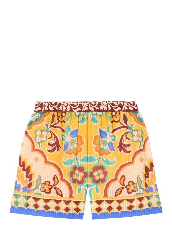 Etro Printed Cotton And Silk-blend Shorts - Yellow