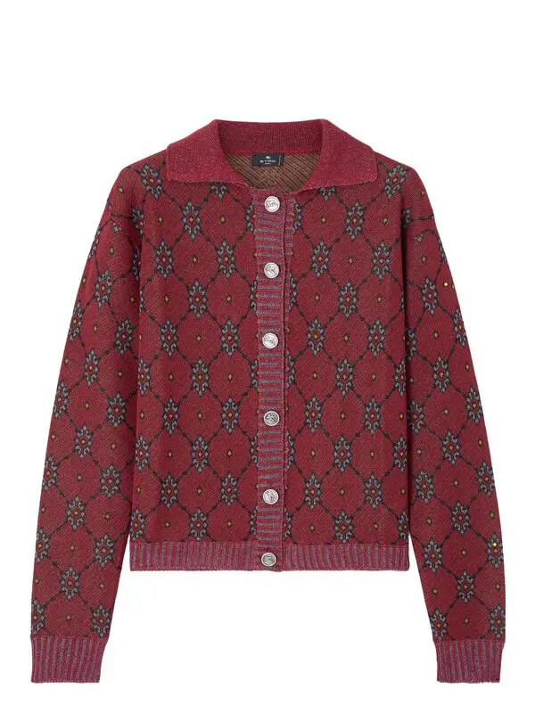 Etro Jacquard-knit Cardigan - Burgundy