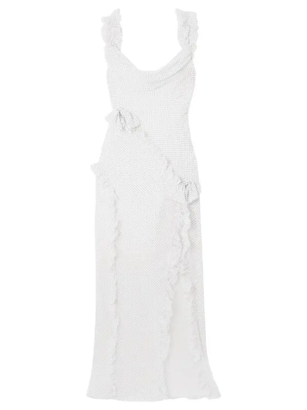 Alessandra Rich Polka-dot Silk-chiffon Gown - White