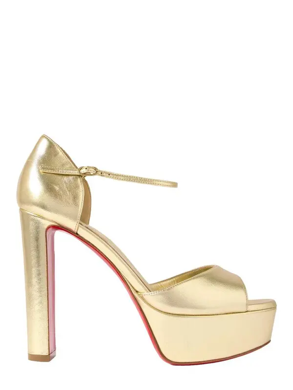 CHRISTIAN LOUBOUTIN Sandaloo 130 Mirrored-leather Platform Sandals - Gold
