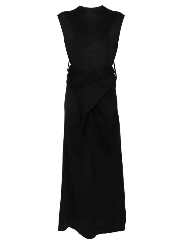 JIL SANDER Wrap-effect Wool Dress - Black
