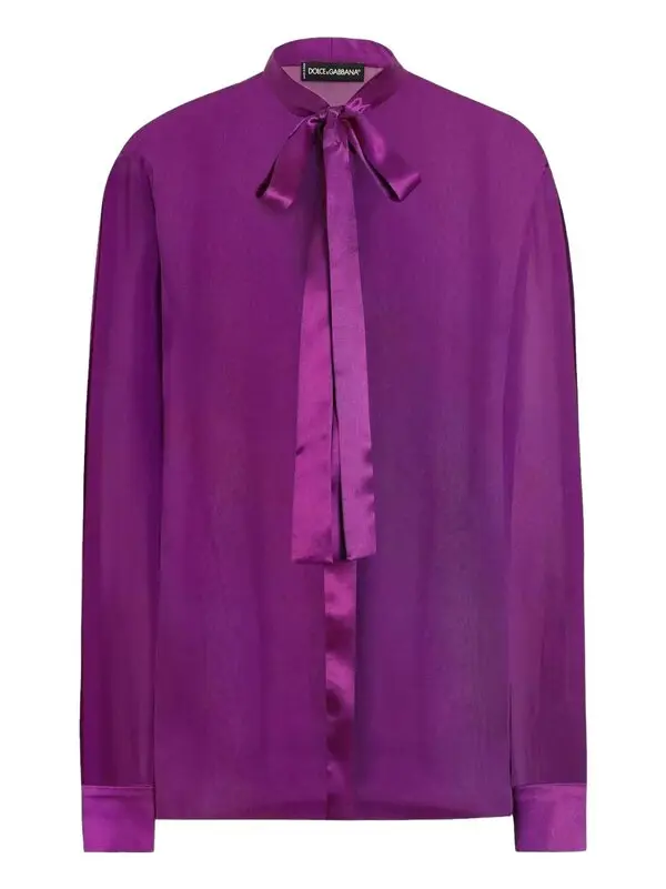 Dolce & Gabbana Satin Tie-neck Shirt - Purple