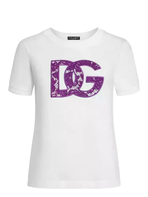 Dolce & Gabbana Jersey T-shirt With Lace Inlay - White