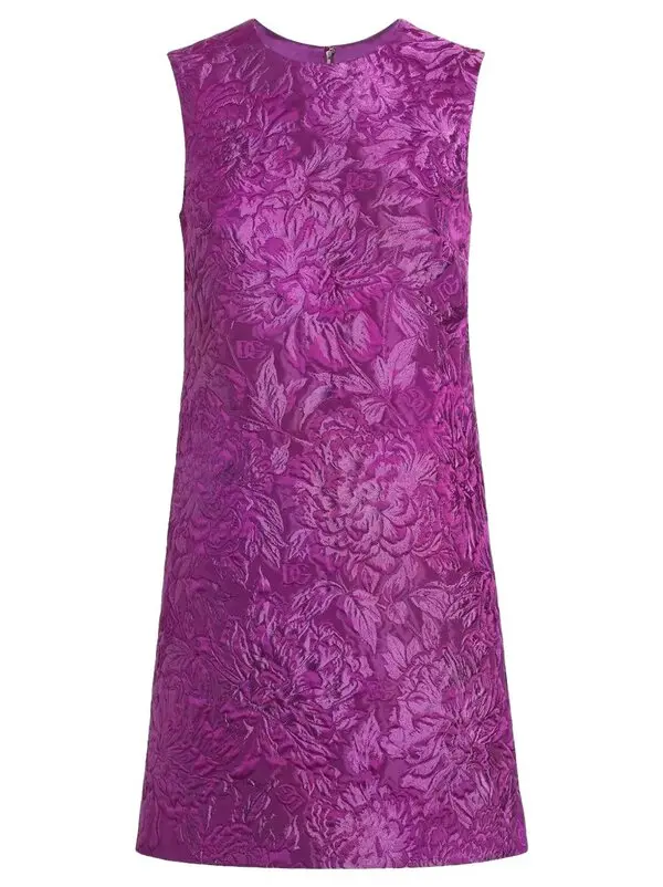 Dolce & Gabbana Dna Brocade-effect Mini Dress - Purple