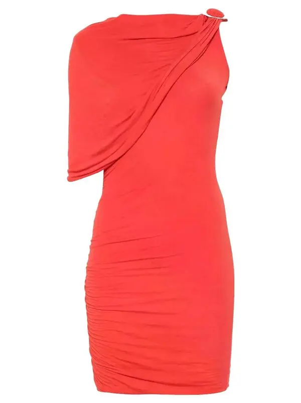 MANURI Draped One-shoulder Mini Dress - Red