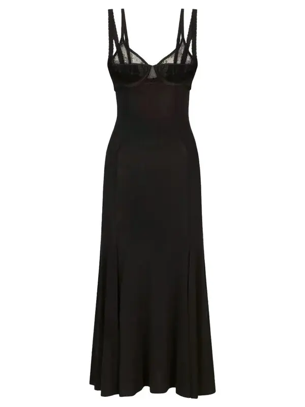 Dolce & Gabbana Organza Godet Dress - Black