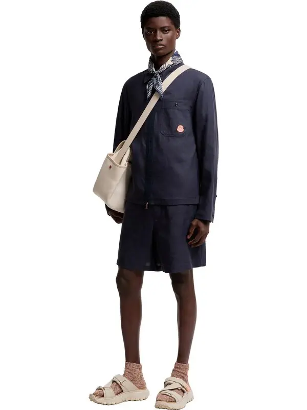 MONCLER X GILGA FARM DESIGNED BY DONALD GLOVER X Gilga Farm Linen Blend Shorts - Blue