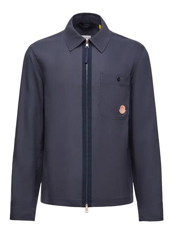 MONCLER X GILGA FARM DESIGNED BY DONALD GLOVER X Gilga Farm Donald Glover Linen Blend Shirt - Blue