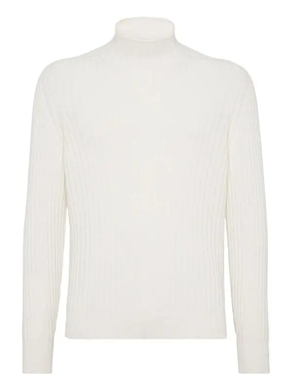 Brunello Cucinelli Cashmere Turtleneck Jumper - White
