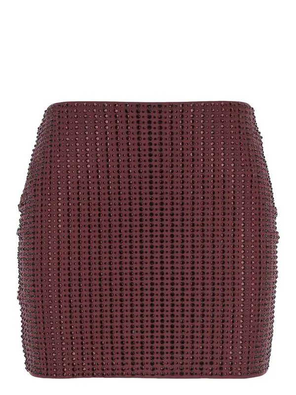 VENUJA Malibu Crystal Bordeaux Embellished Skirt - Red