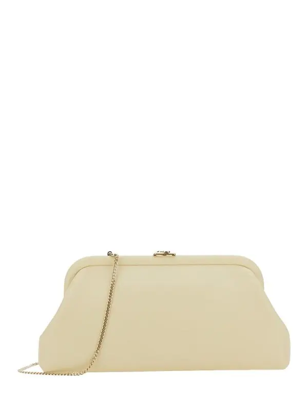 JIMMY CHOO Skylar Clutch With Chain-link Shoulder Strap - White