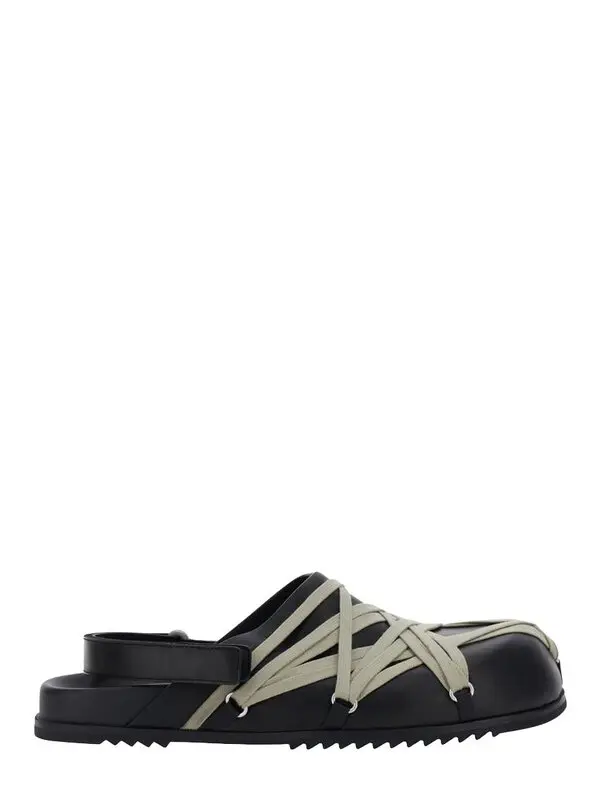 Rick Owens Mules With Oversize Decorative Laces And Buckle Closure - Black